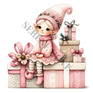 Pink Christmas Elf Clipart - 13 High Quality Pngs, Memory Book, Junk ...