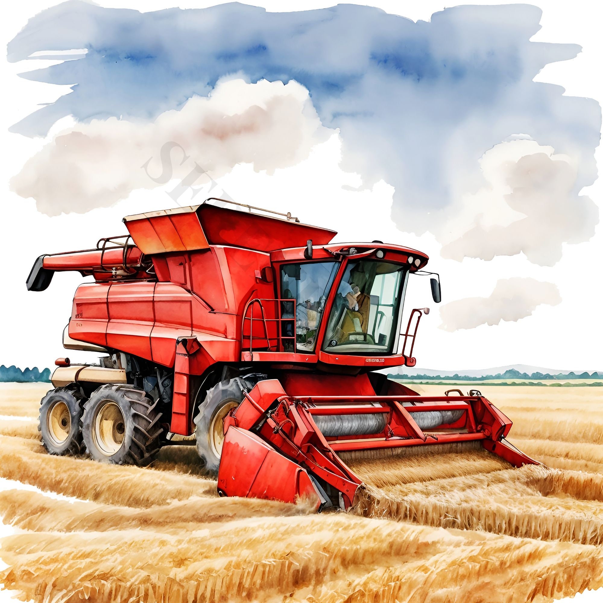 Combine Harvester Clipart - 12 High Quality Pngs, Digital Download ...
