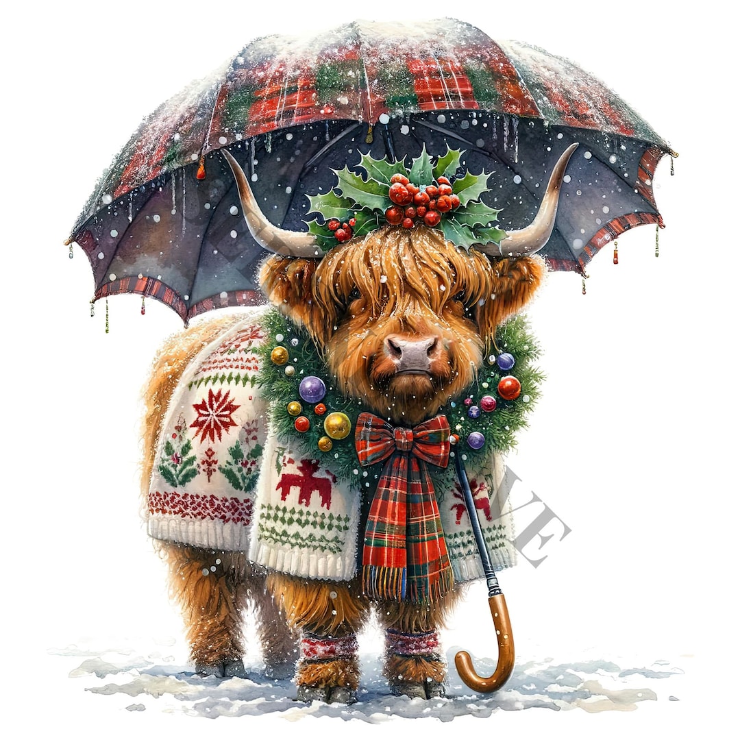 Christmas Highland Cow Clipart - 13 High Quality Pngs, Memory Book ...