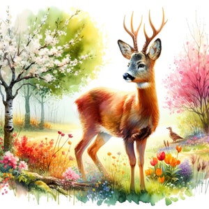 Spring Roe Deer Clipart - 20 High Quality Jpgs, Digital Paper Crafting ...