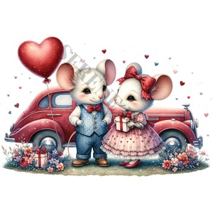 Loving Mouse Couple Clipart - 15 High Quality Pngs, Memory Book, Junk ...