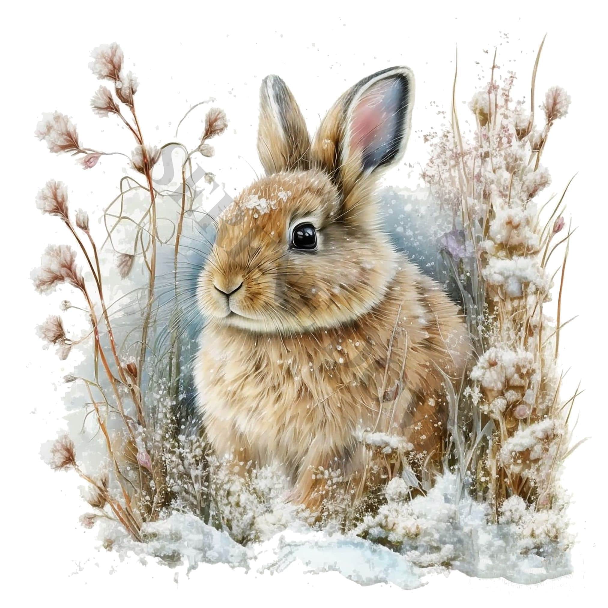 Winter Bunny Clipart - 12 High Quality Pngs, Digital Paper Crafting ...