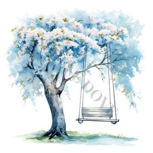 Spring Tree Swing Clipart - 14 High Quality Pngs, Digital Planner, Junk ...