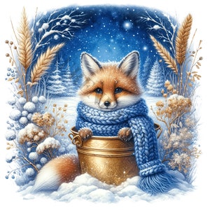 Winter Fox Clipart - 15 High Quality Pngs, Digital Download, Card ...