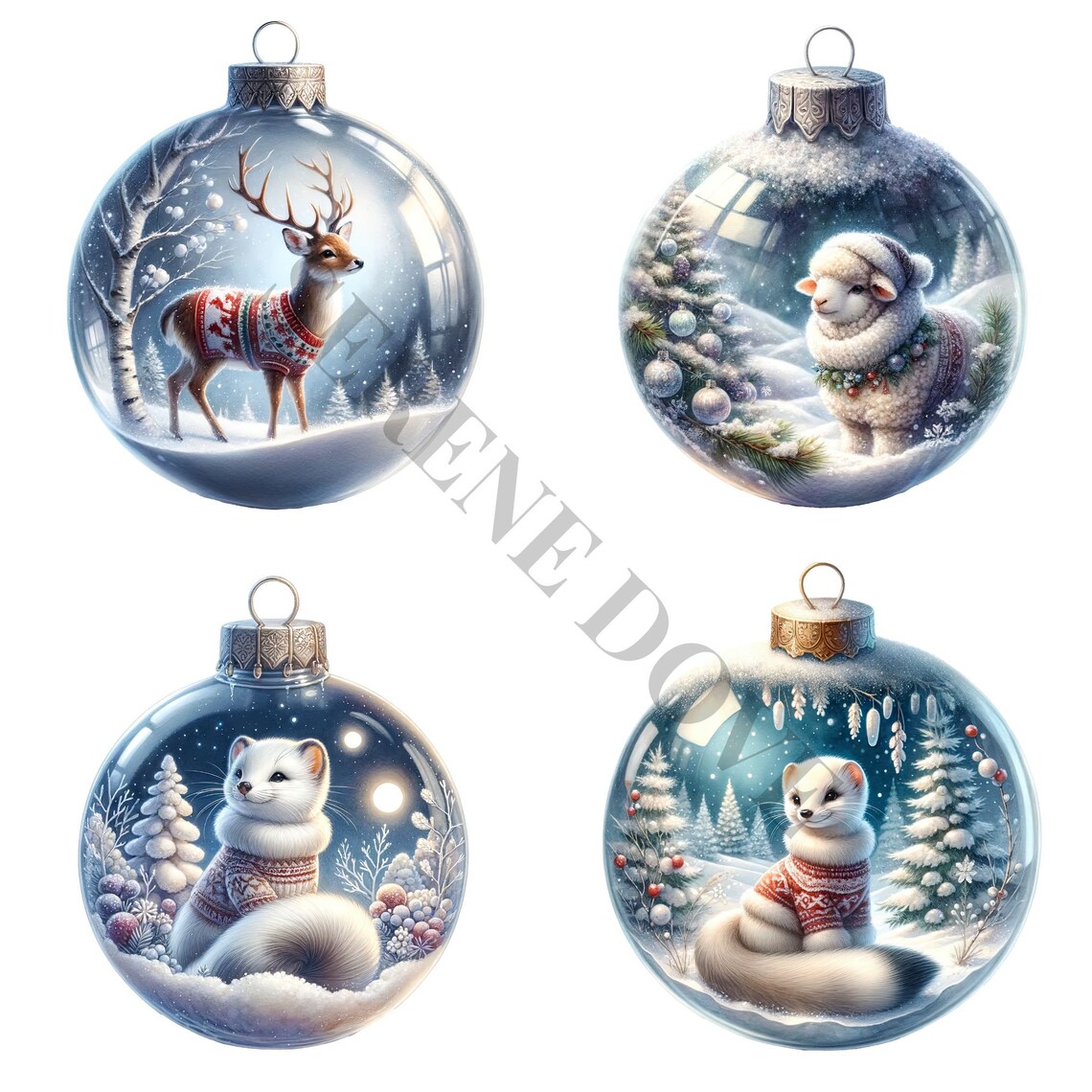 Winter Animals Bauble Clipart - 20 High Quality Pngs, Memory Book, Junk ...