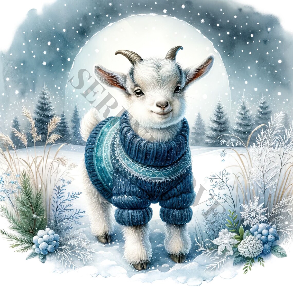 Winter Goat Clipart - 15 High Quality Pngs, Memory Book, Junk Journals ...