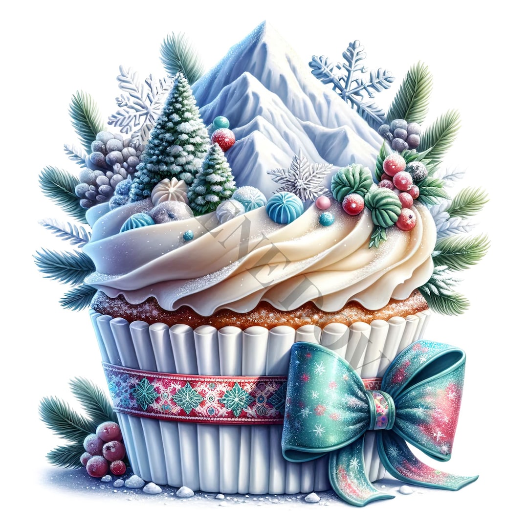 Frosty Winter Cupcake Clipart - 15 High Quality Pngs, Digital Download ...