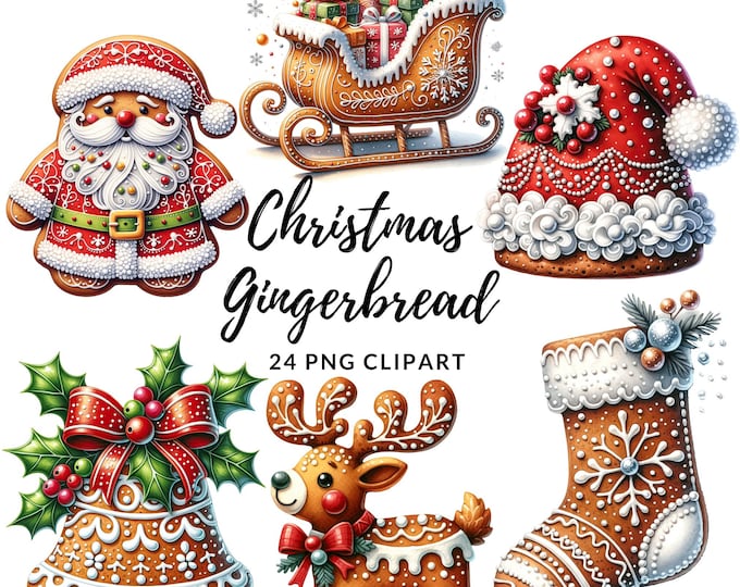 Christmas Cookies Clip Art. Hand Drawn Gingerbread Illustrations ...