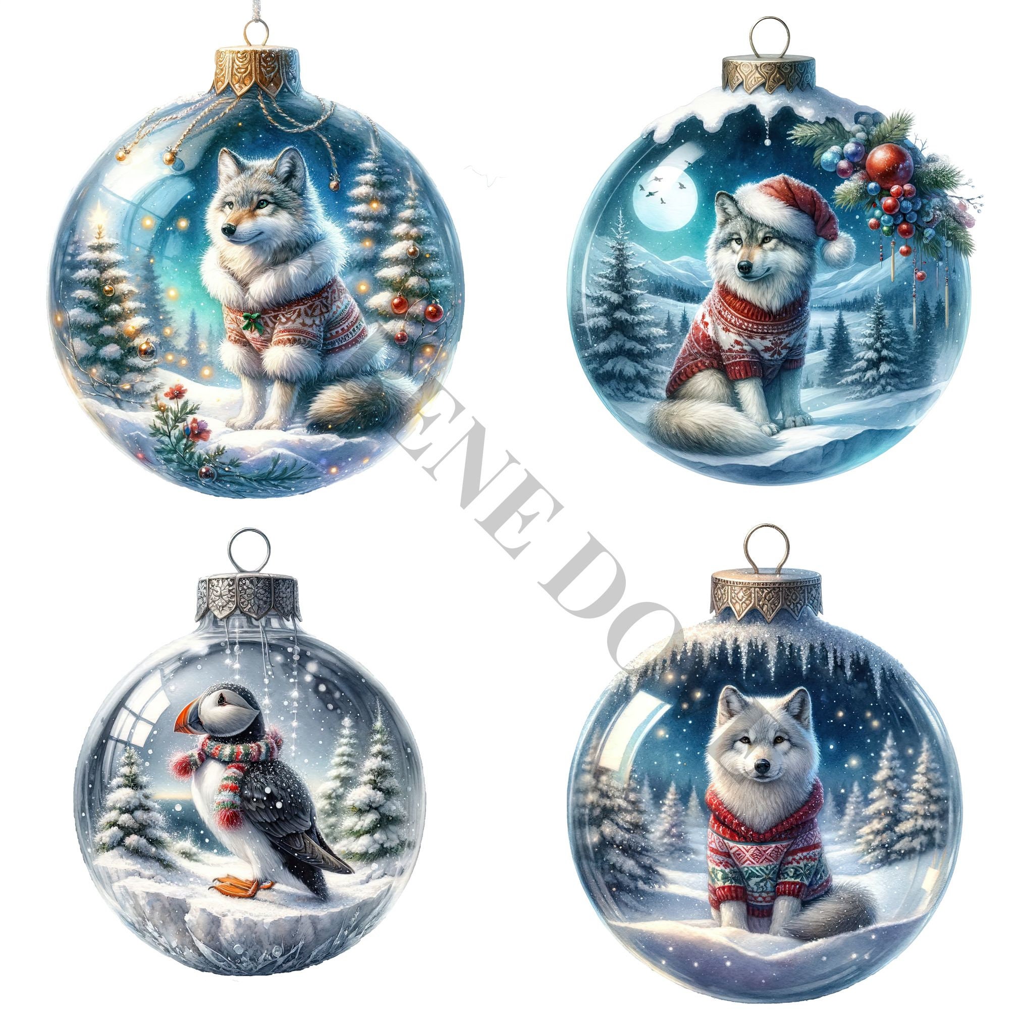 Winter Animals Bauble Clipart - 20 High Quality Pngs, Memory Book, Junk ...