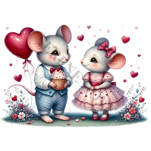 Loving Mouse Couple Clipart - 15 High Quality Pngs, Memory Book, Junk ...