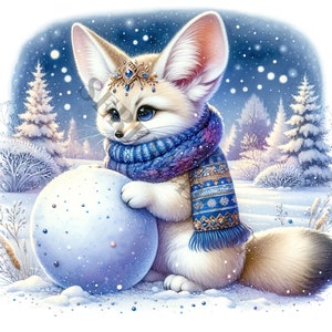 Winter Fennec Fox Clipart - 12 High Quality Pngs, Digital Download ...