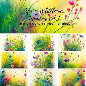 Spring Wildflower Meadow - High Quality PNG Watercolor Digital Planners ...