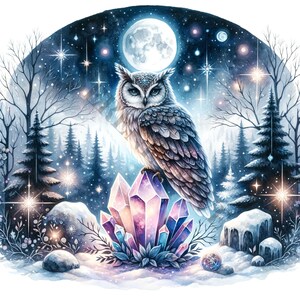 Magical Owl Clipart - 12 High Quality Jpgs, Digital Paper Crafting ...
