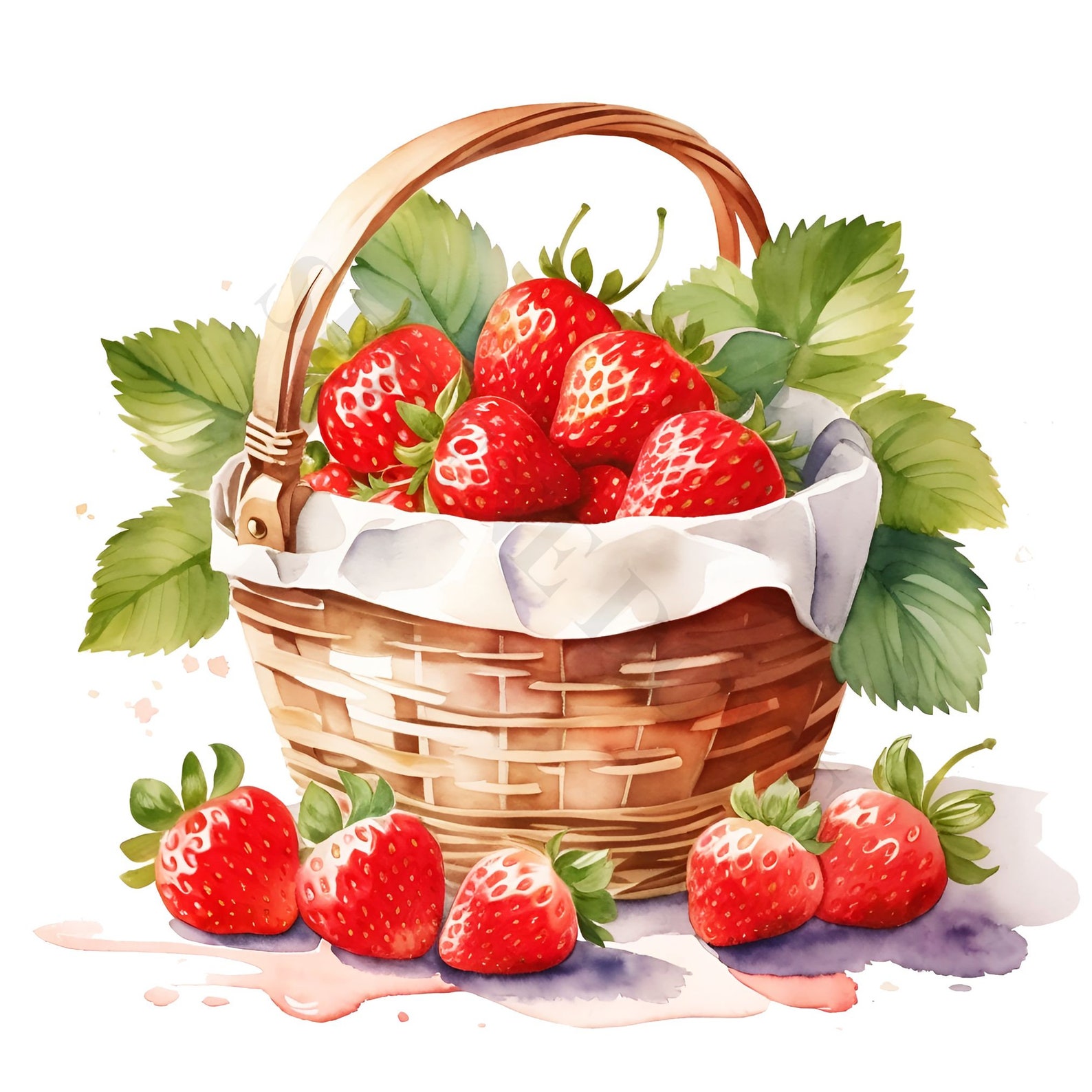 Strawberries Clipart High Quality Watercolor Pngs Digital - Etsy