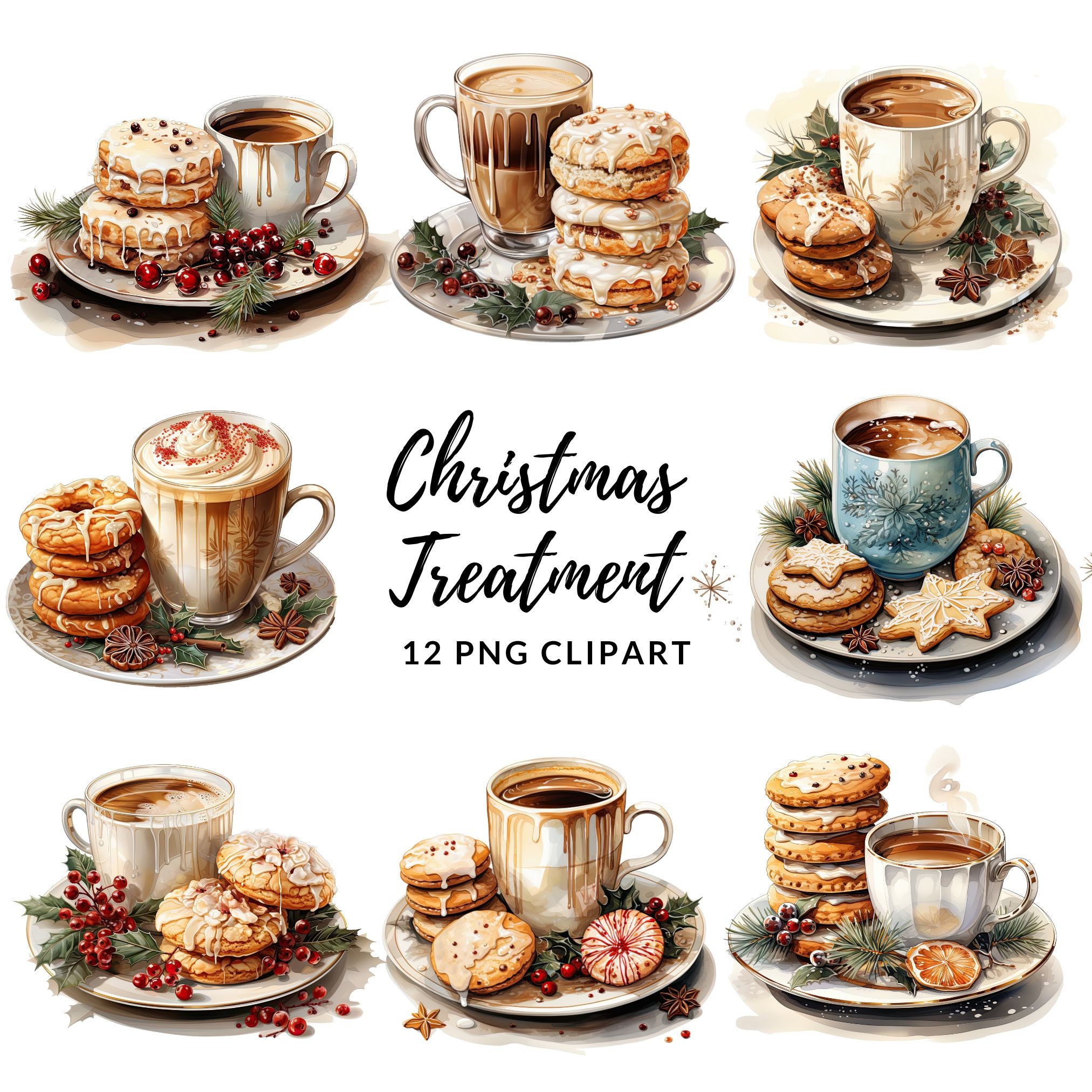 Christmas Treatment Clipart 12 High Quality Pngs Digital - Etsy