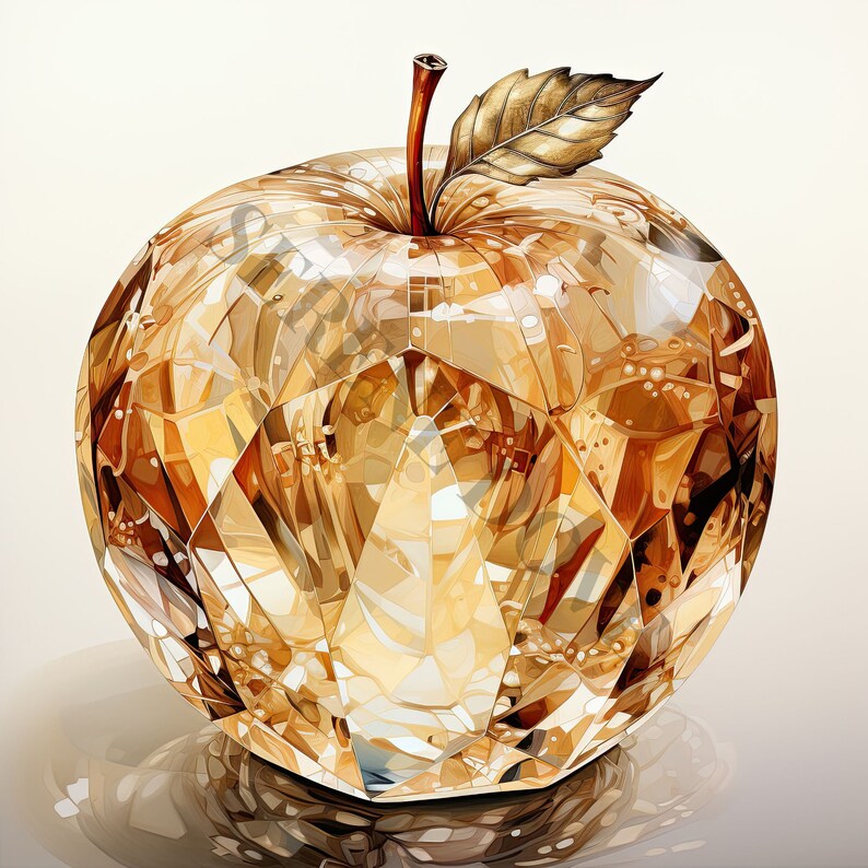 Crystal Apple Clipart - 12 High Quality Jpgs, Digital Paper Crafting ...