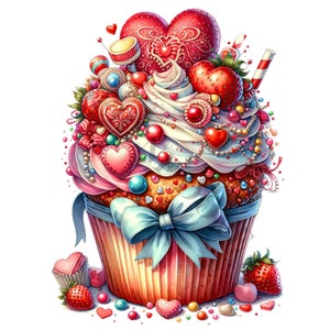 Valentines Love Cupcake Clipart - 12 High Quality Pngs, Memory Book ...