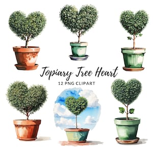 Topiary Tree Heart Clipart - 12 High Quality Pngs, Memory Book, Junk ...