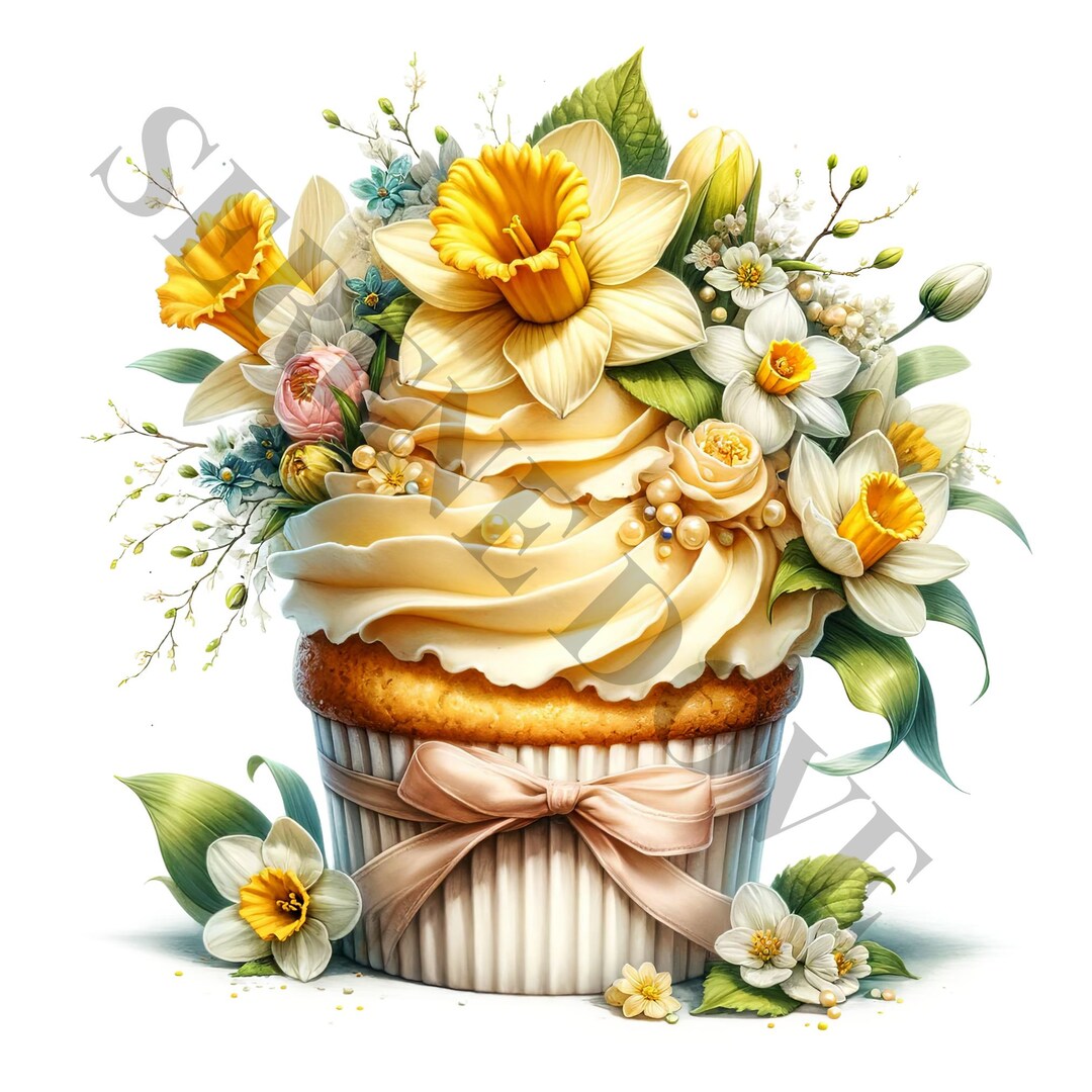 Spring Flowers Cupcake Clipart - 18 High Quality Pngs, Memory Books ...