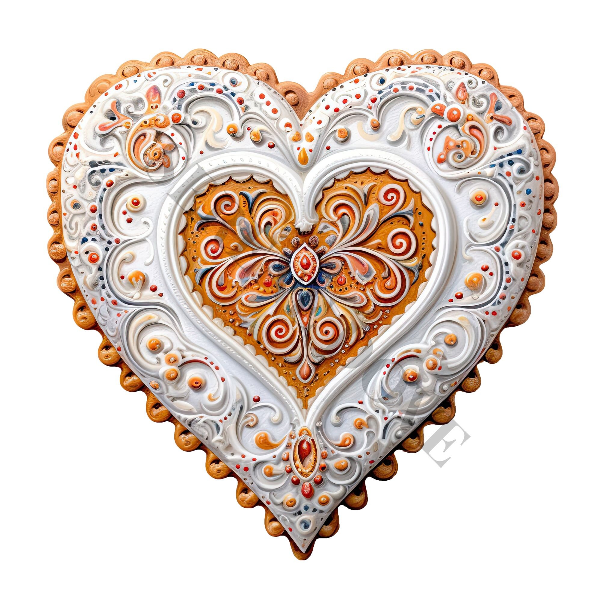 Gingerbread Heart Clipart - 12 High Quality Pngs, Digital Planner, Junk ...