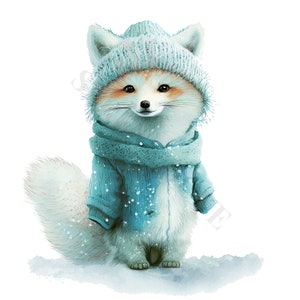 Cute Winter Fox Clipart - 12 High Quality Pngs, Digital Paper Crafting ...