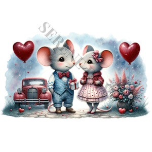 Loving Mouse Couple Clipart - 15 High Quality Pngs, Memory Book, Junk ...