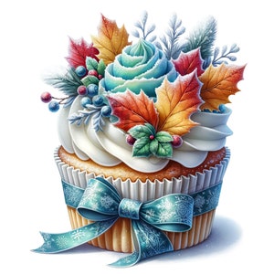 Frosty Winter Cupcake Clipart - 15 High Quality Pngs, Digital Download ...