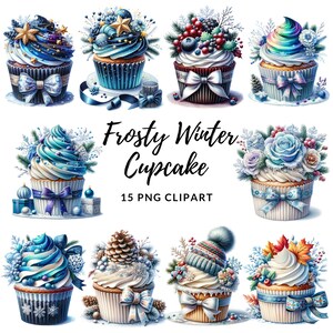 Frosty Winter Cupcake Clipart - 15 High Quality Pngs, Digital Download ...