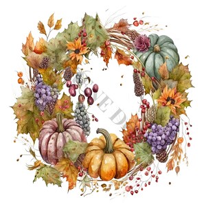 Thanksgiving / Autumn Wreath Clipart - 12 High Quality Pngs, Memory ...