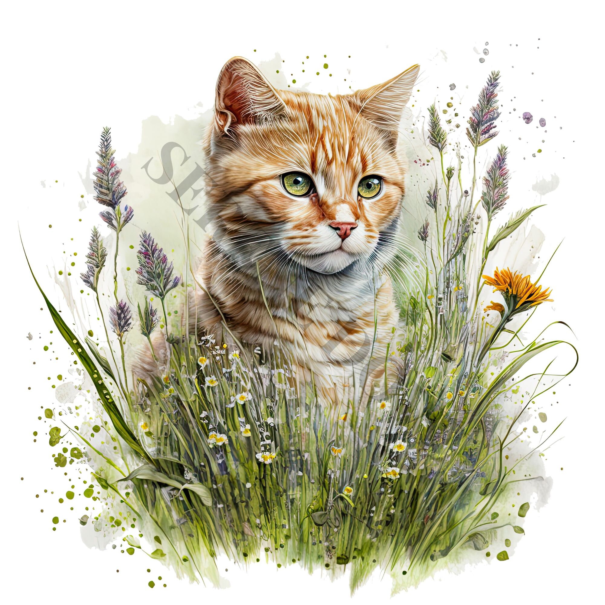 Ginger Tabby in a Meadow Clipart 12 High Quality Pngs - Etsy