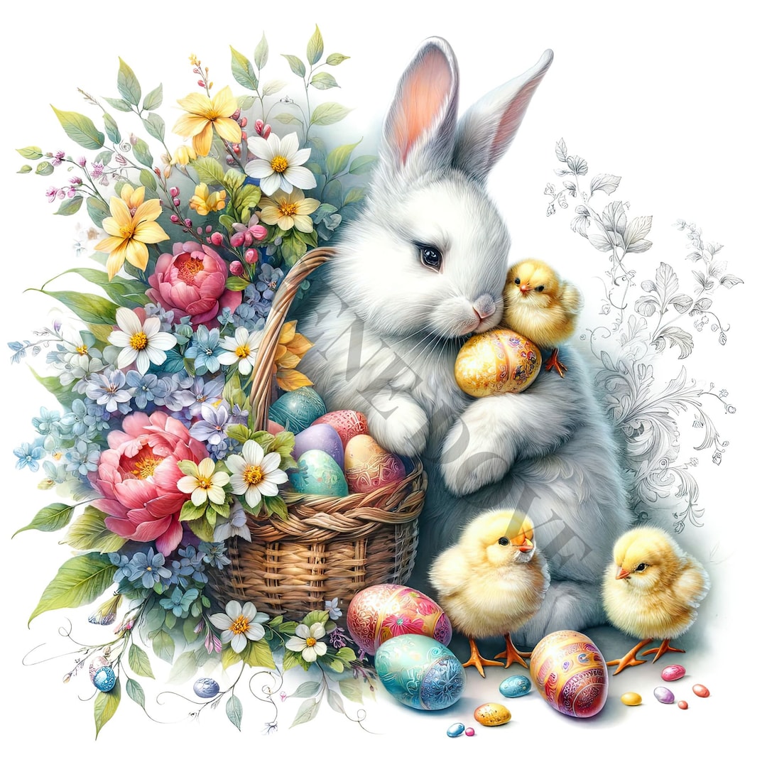 Easter Bunny Clipart - 15 High Quality Pngs, Memory Book, Junk Journals ...