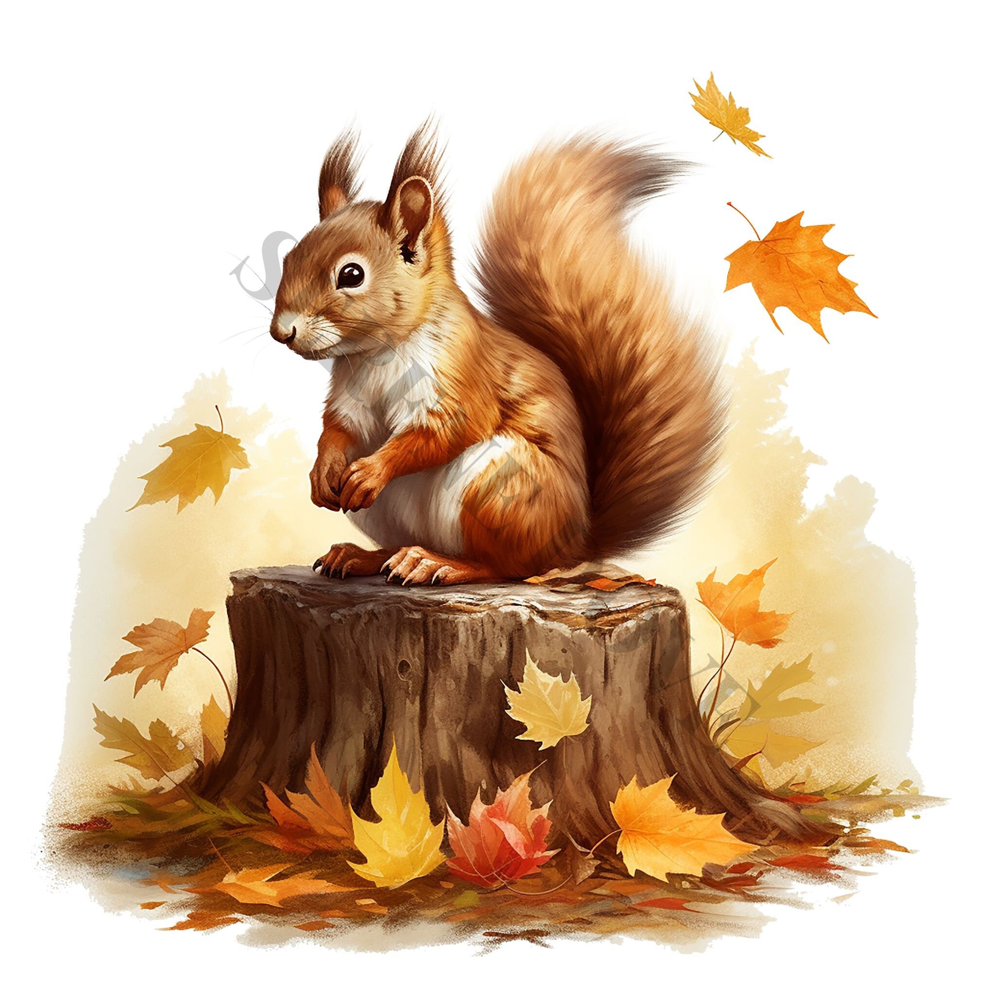 Autumn Squirrel Clipart 12 High Quality Pngs Digital - Etsy