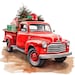 Red Christmas Truck Clipart - High Quality 12 Pngs, Watercolor Clipart ...