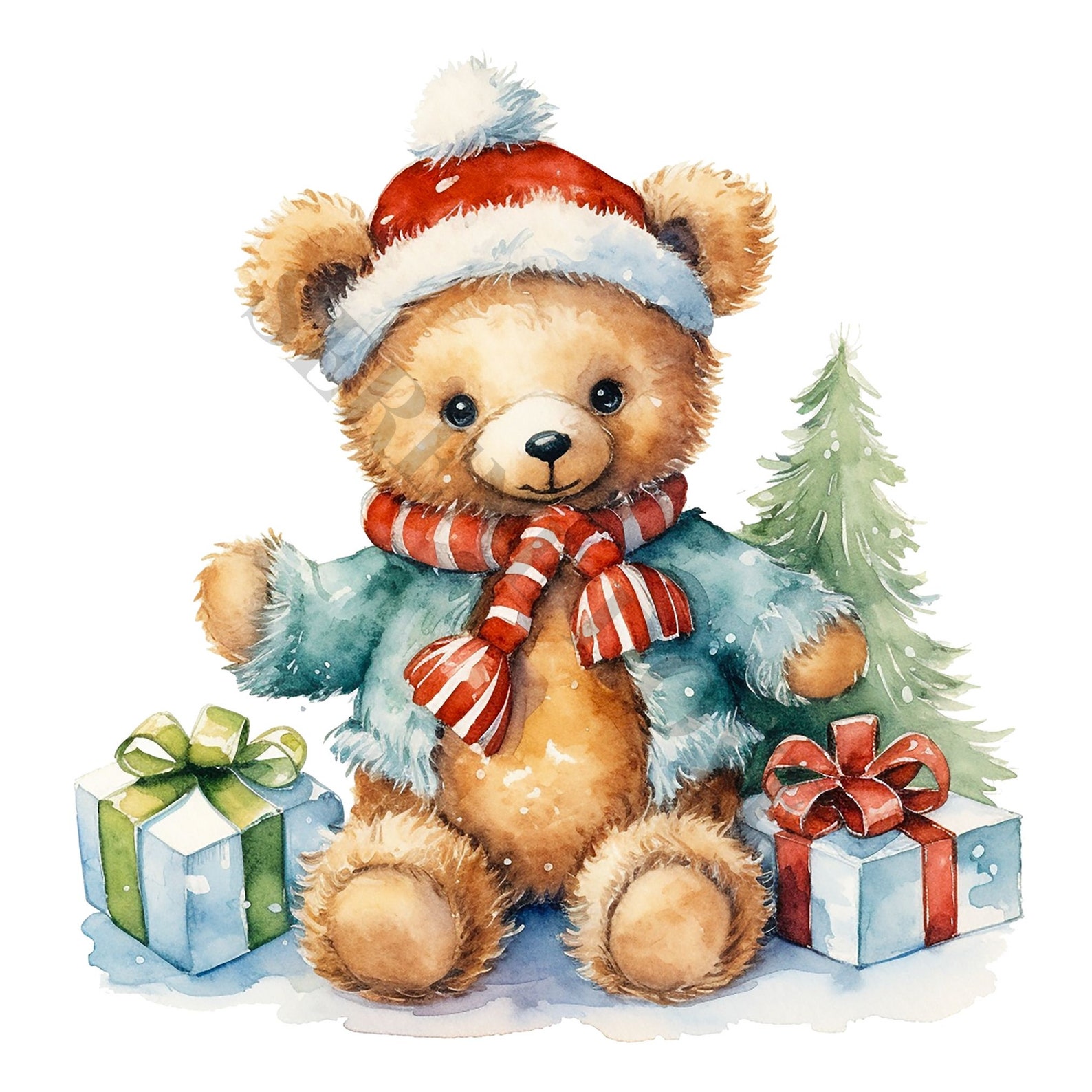 Christmas Teddy Bear Clipart 12 High Quality Pngs Memory - Etsy