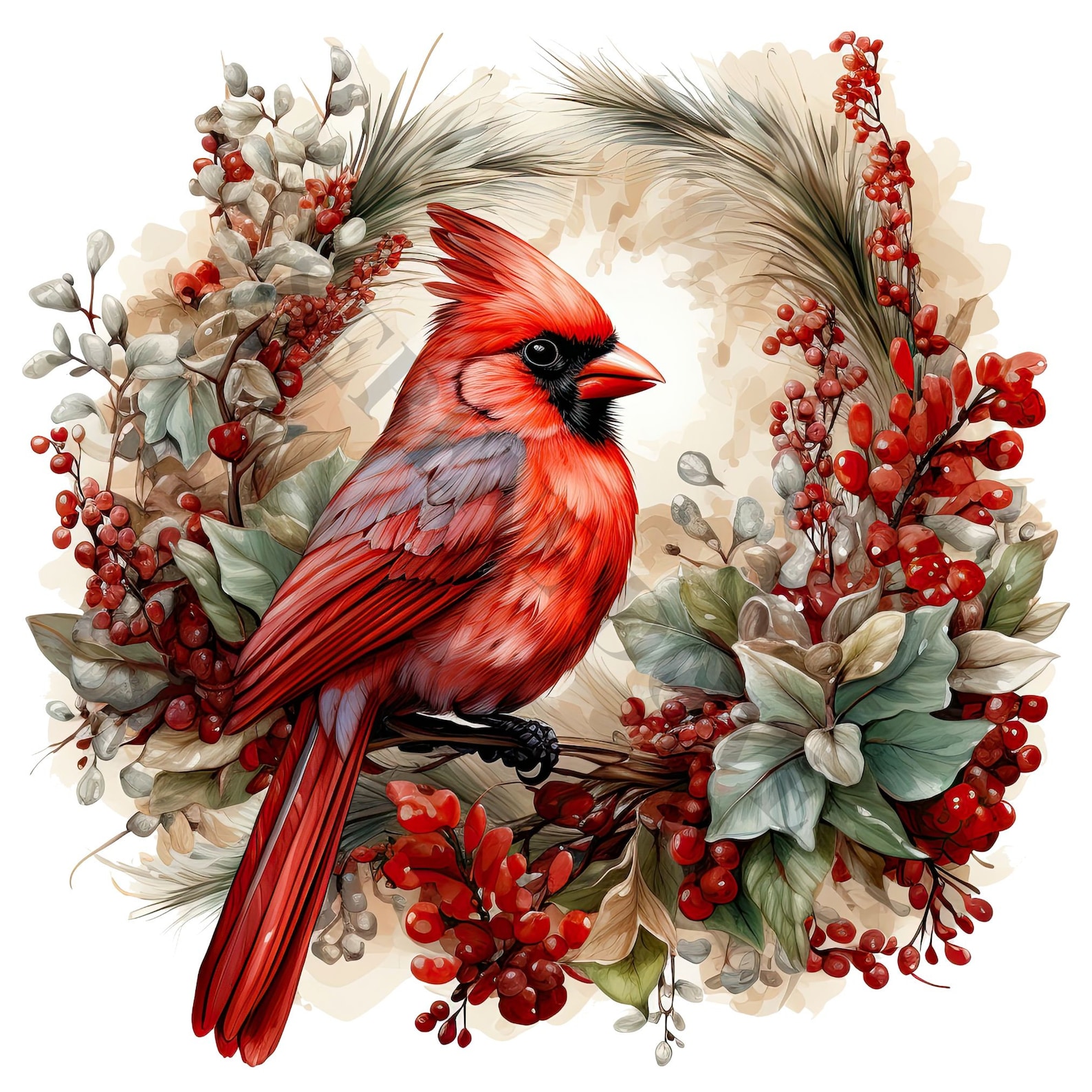 Christmas Red Cardinal Clipart 12 High Quality Pngs Memory - Etsy