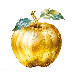 Golden Apple Clipart - 12 High Quality Jpgs, Digital Paper Crafting ...