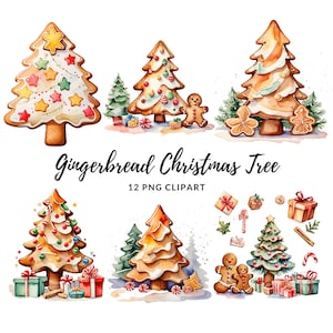Gingerbread Christmas Tree Clipart - 12 High Quality Pngs, Digital ...