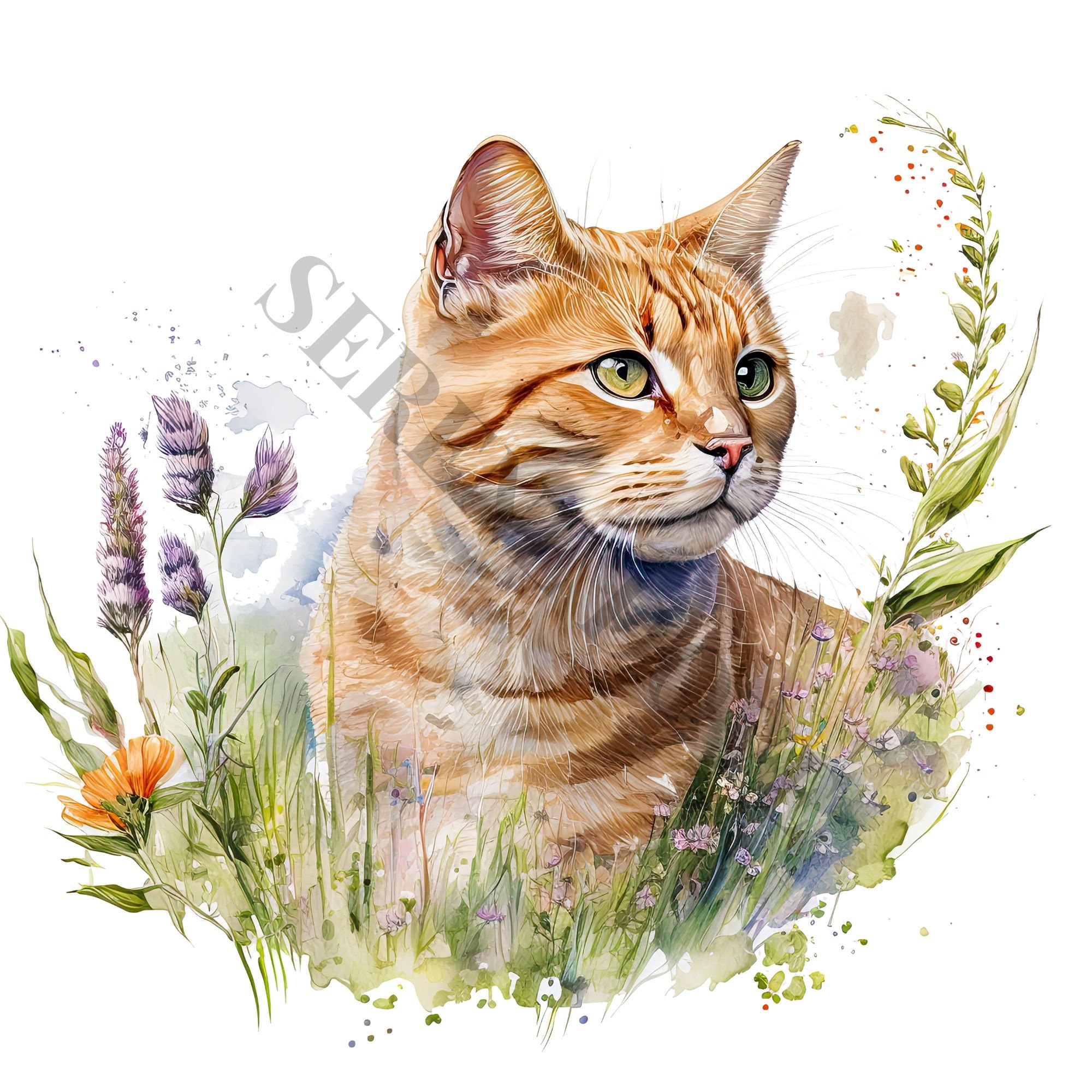 Ginger Tabby in a Meadow Clipart 12 High Quality Pngs - Etsy