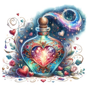 Love Potion Clipart - 16 High Quality Pngs, Digital Download, Card ...