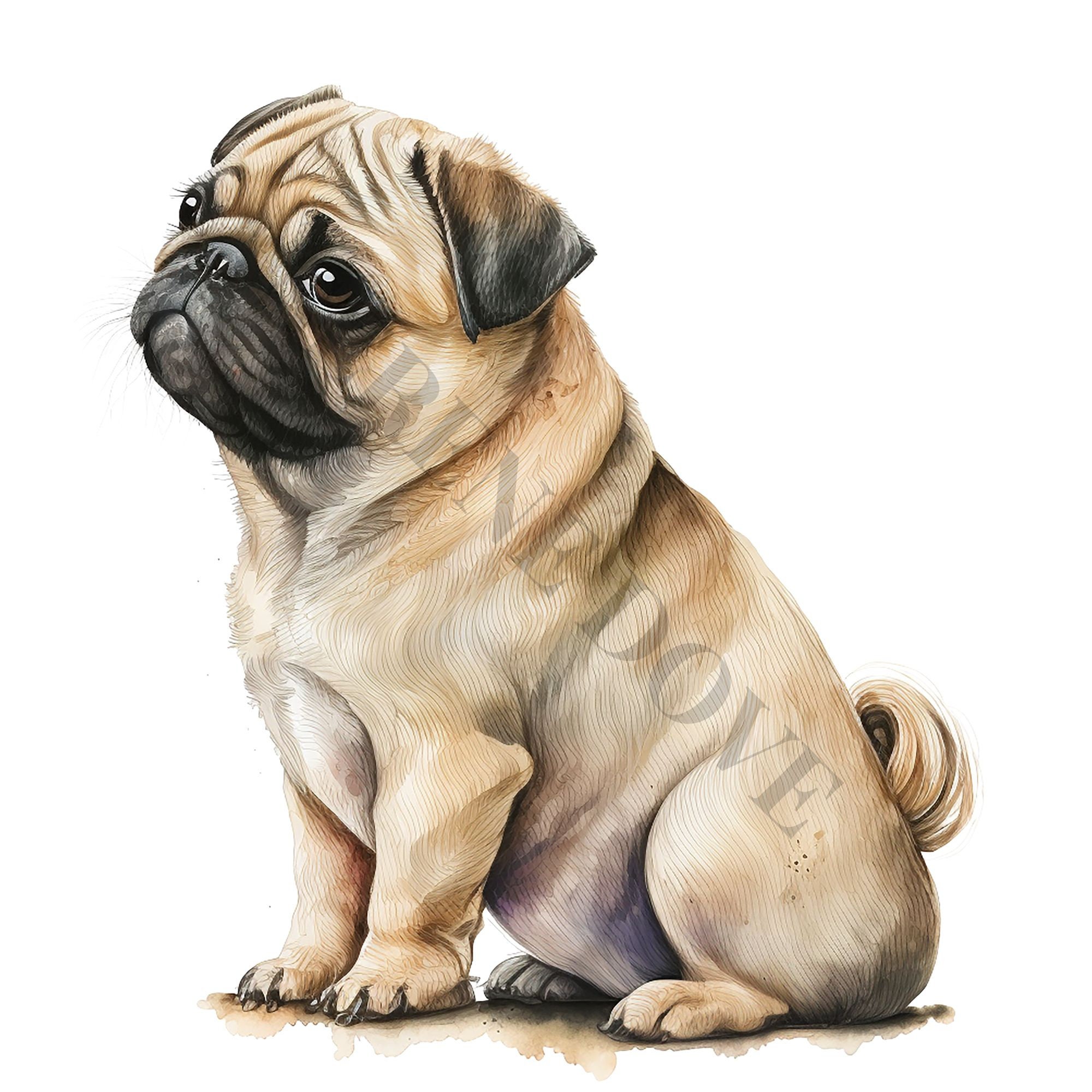 Grumpy Pug Clipart 12 High Quality Pngs Memory Book Junk - Etsy