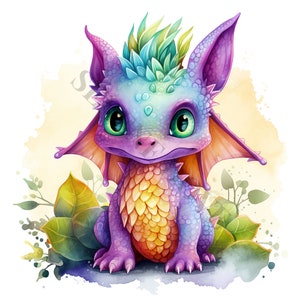 Fantasy Baby Dragon Clipart - 12 High Quality Pngs, Digital Paper ...