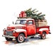 Red Christmas Truck Clipart - High Quality 12 Pngs, Watercolor Clipart ...