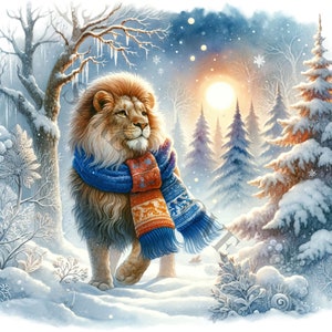 Winter Lion Clipart - 13 High Quality Pngs, Memory Books, Junk Journals ...