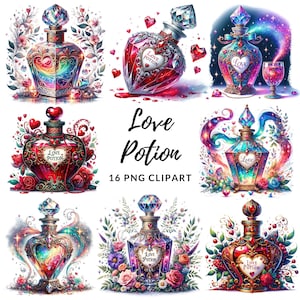 Love Potion Clipart 16 High Quality Pngs, Digital Download, Card Making ...