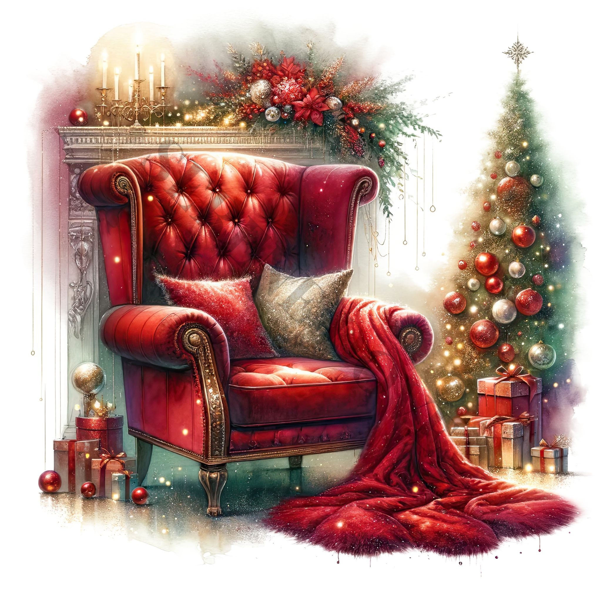 Christmas Armchair Clipart 12 High Quality Pngs Memory - Etsy