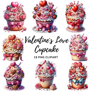 Valentines Love Cupcake Clipart - 12 High Quality Pngs, Memory Book ...