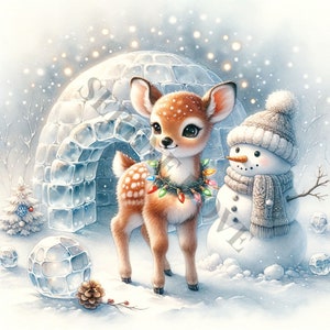 Christmas Fawn Clipart - 15 High Quality Pngs/jpgs, Digital Paper ...