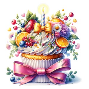 Birthday Cupcake Clipart - 16 High Quality Pngs, Memory Book, Junk ...