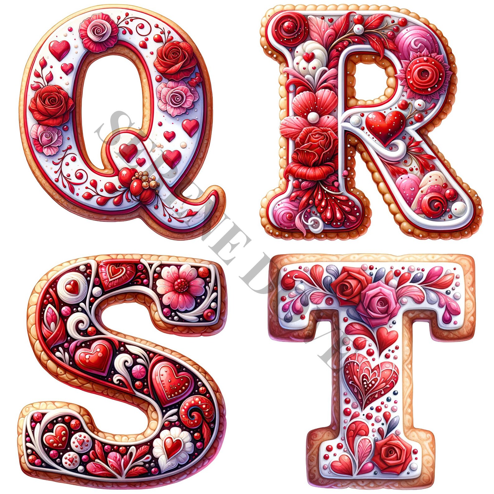 Love Biscuit Alphabet Clipart - 26 High Quality Pngs, Digital Download ...