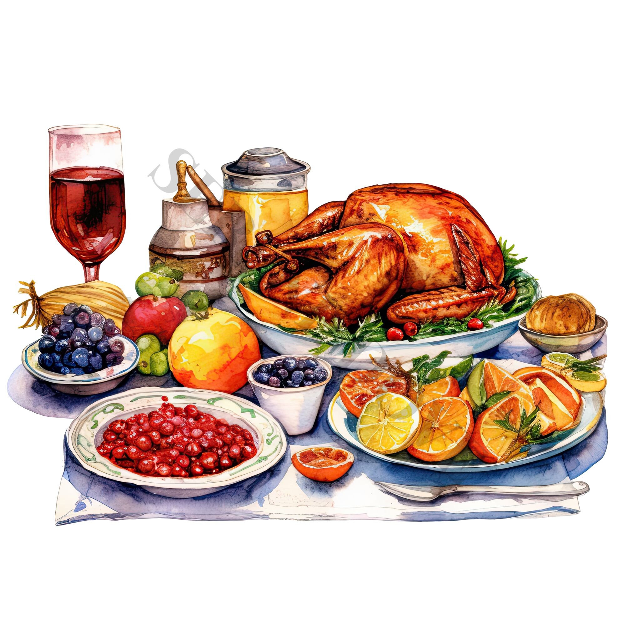 Christmas Dinner Clipart - 12 High Quality Pngs, Digital Planner, Junk ...